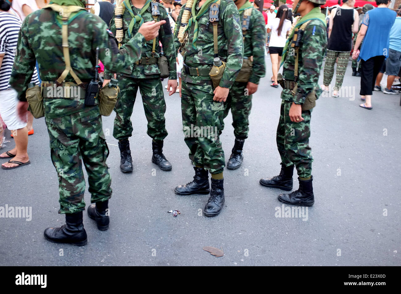 Chiang Mai, Thailand. 15th June, 2014. Soldiers during sunday market in ...