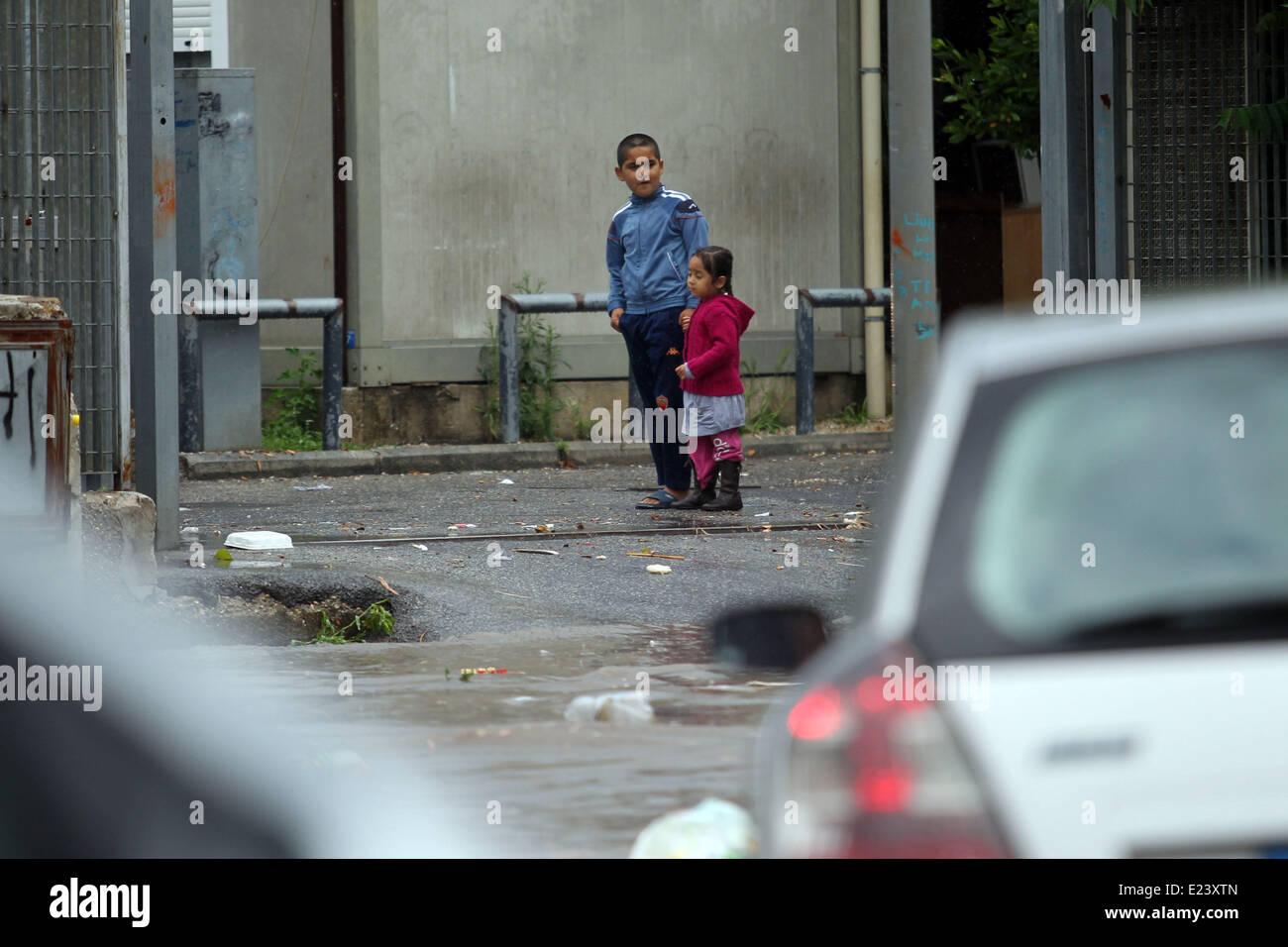 Italy, Rome: 15 June 2014. Violent storm hits the city of Rome. Many ...