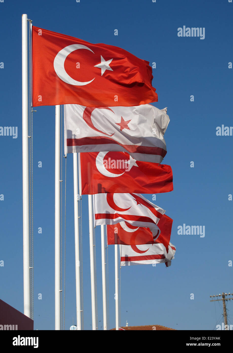 Nicosia, Northern Cyprus. 29th May, 2014. Flags of the Turkish Republic ...