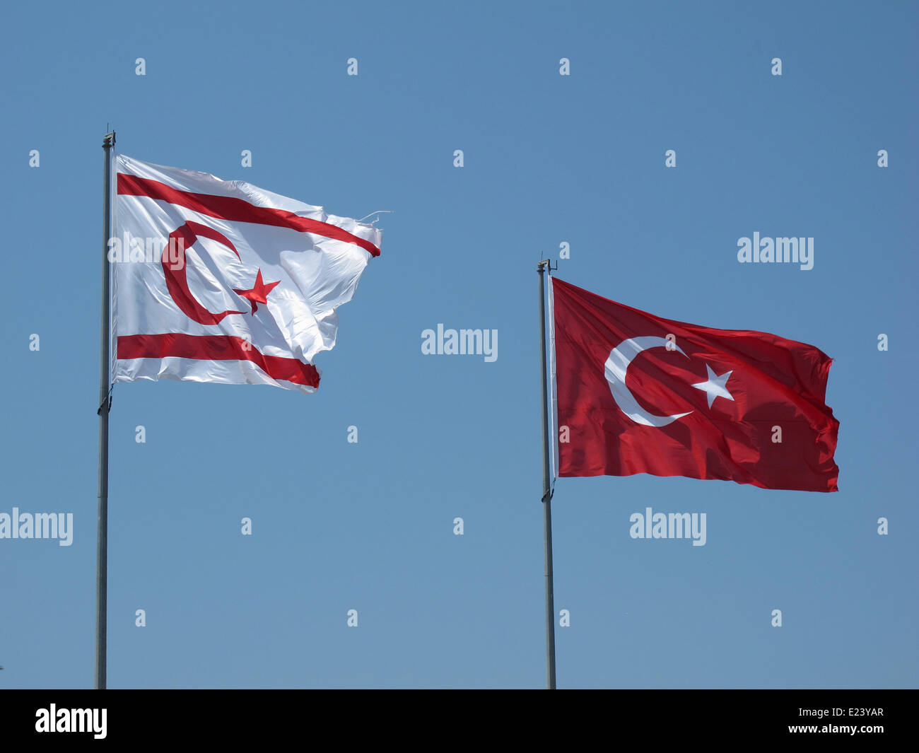 Nicosia, Northern Cyprus. 29th May, 2014. Flags of the Turkish Republic ...