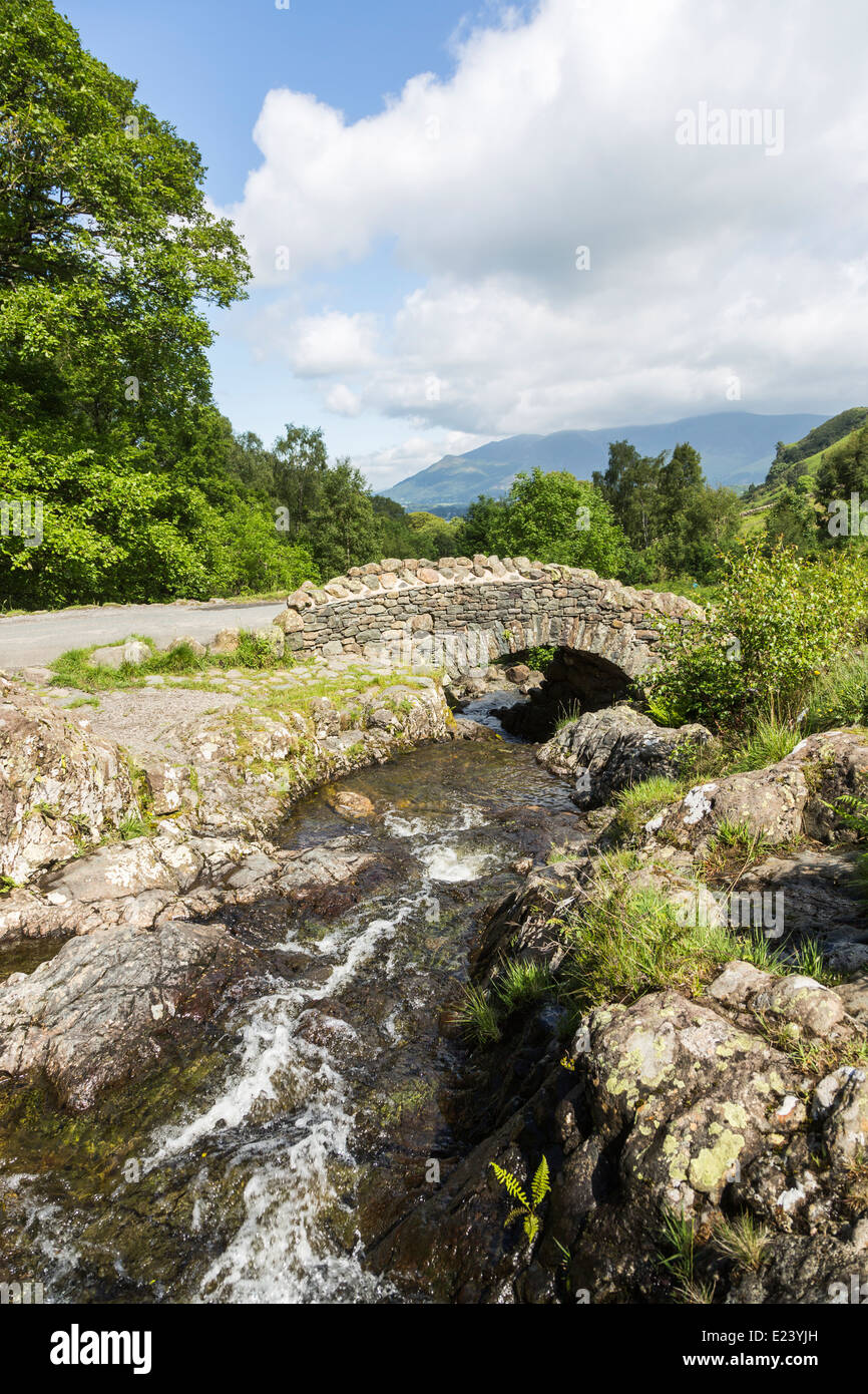 Ashness Bridge, the traditional drystone-built bridge in Borrowdale ...
