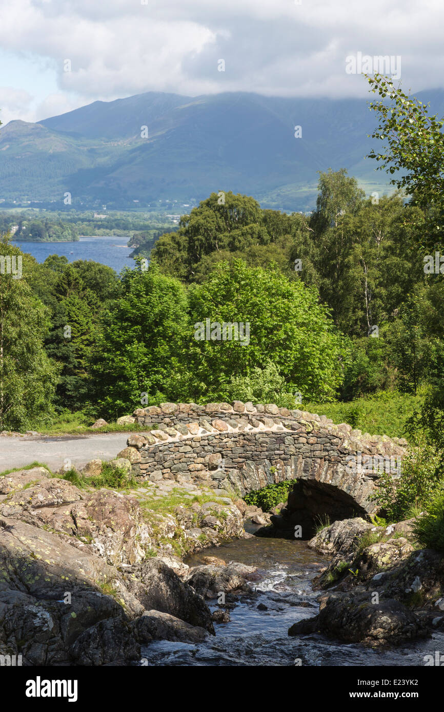 Ashness Bridge, the traditional drystone-built bridge in Borrowdale ...