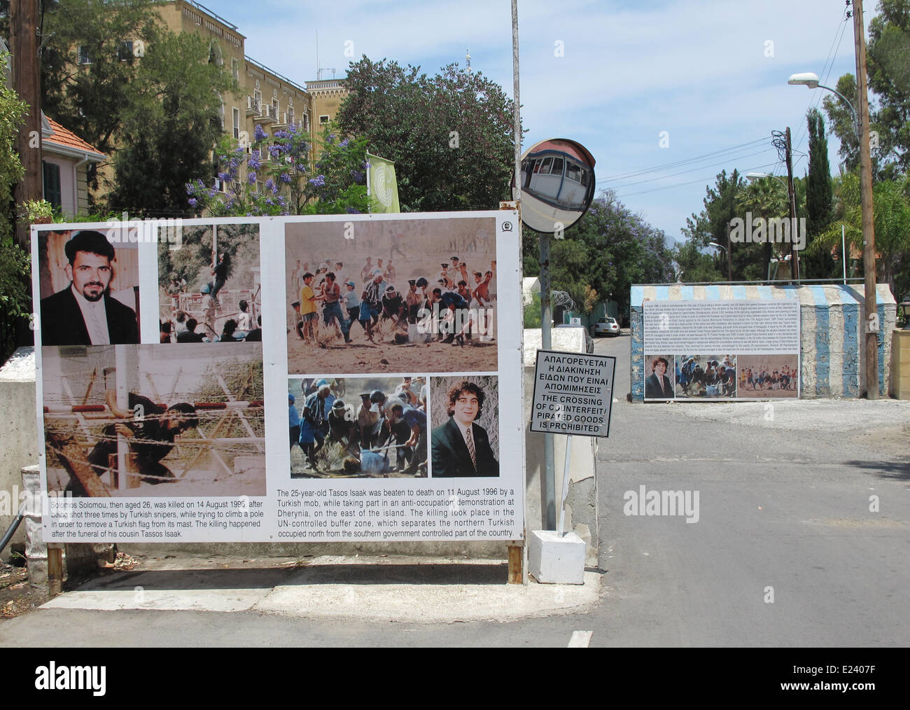 Nicosia, Cyprus. 29th May, 2014. A Checkpoint with memorial in the ...