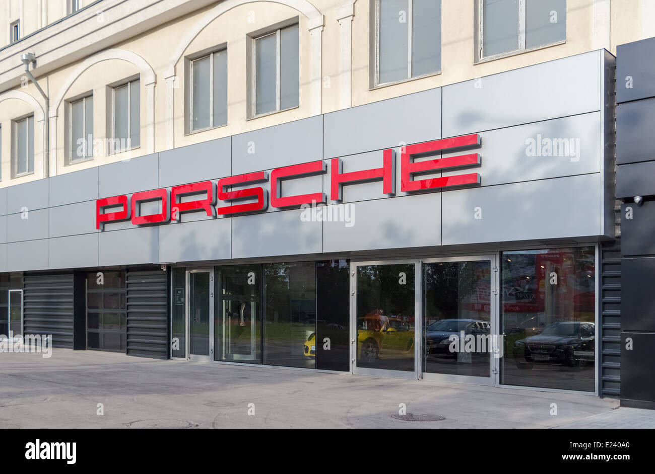 Porsche automobile dealership sign Stock Photo - Alamy