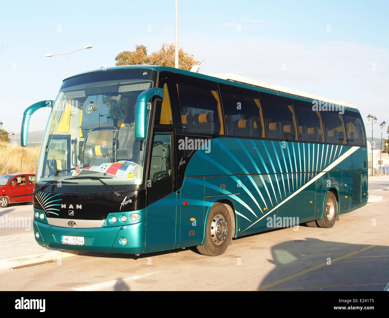 A MAN coach bus is seen in Lefkada, Greece. These buses are commonly ...