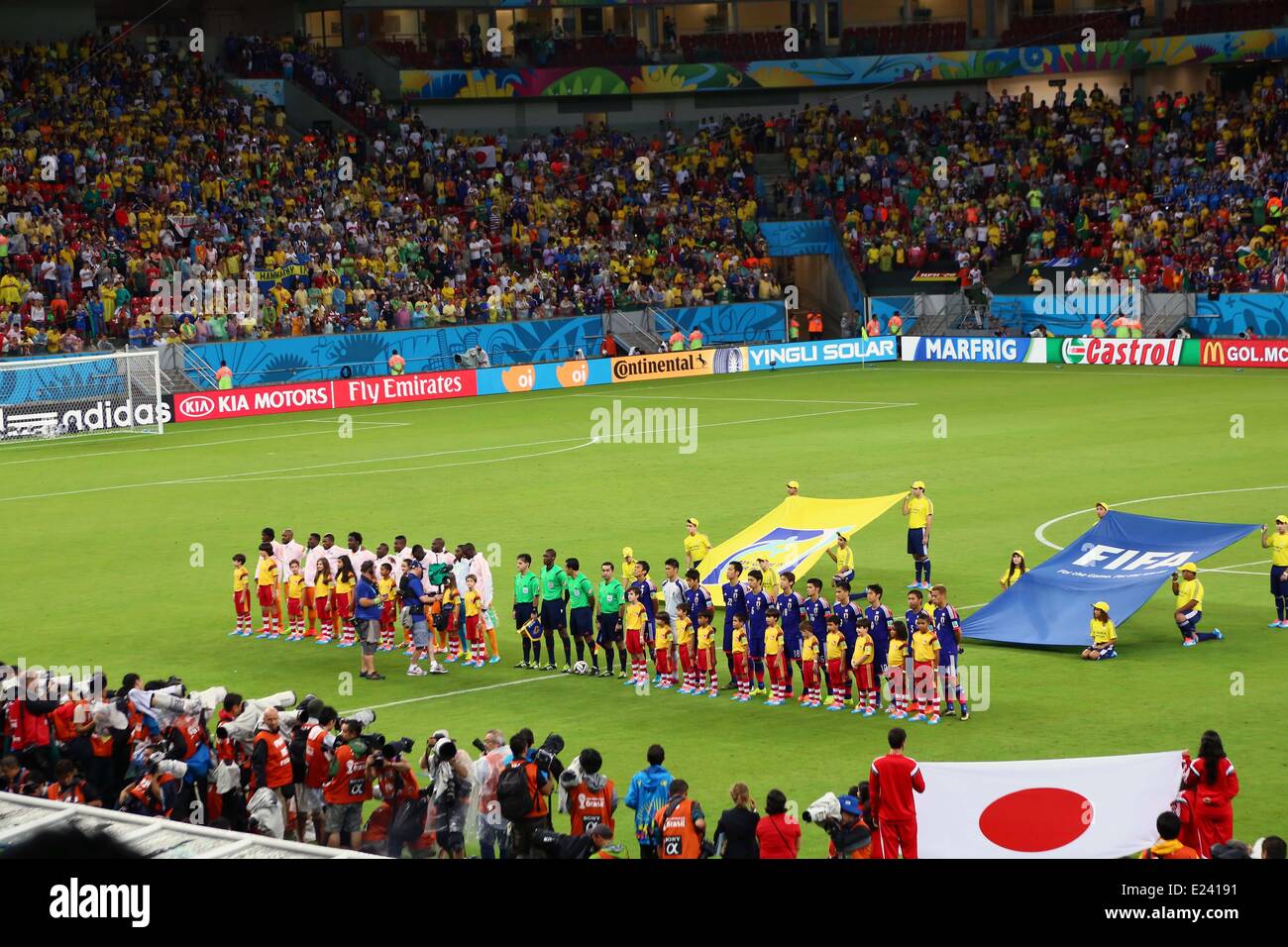 Recife, Brazil. 14th June, 2014. Two team group line-up Football/Soccer ...
