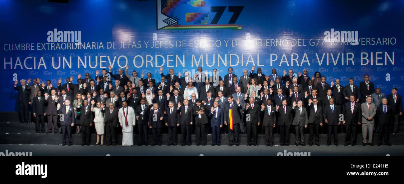 Santa Cruz, Bolivia. 15th June, 2014. Leaders and delegates pose for ...