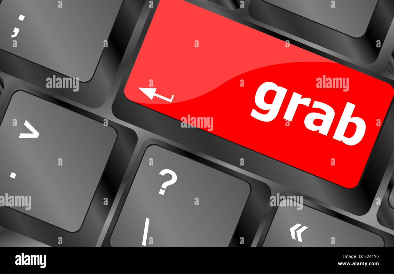 grab word on keyboard key, notebook computer button Stock Photo - Alamy