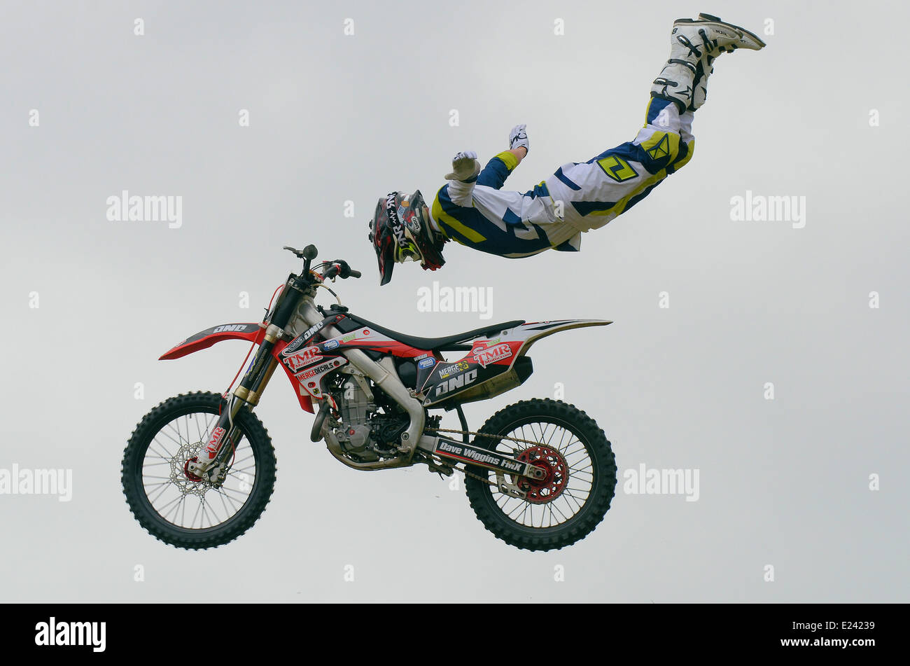 Motocross freestyle motorcycle stunt jump at Boys Toys event at Hylands ...