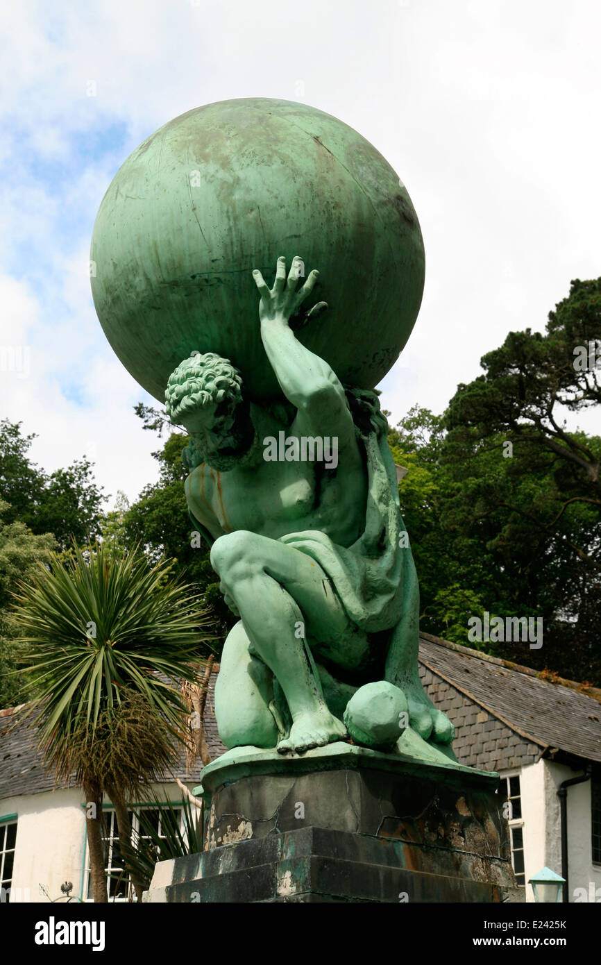 Atlas lifts the world Portmeirion Gwynedd Wales UK Stock Photo - Alamy