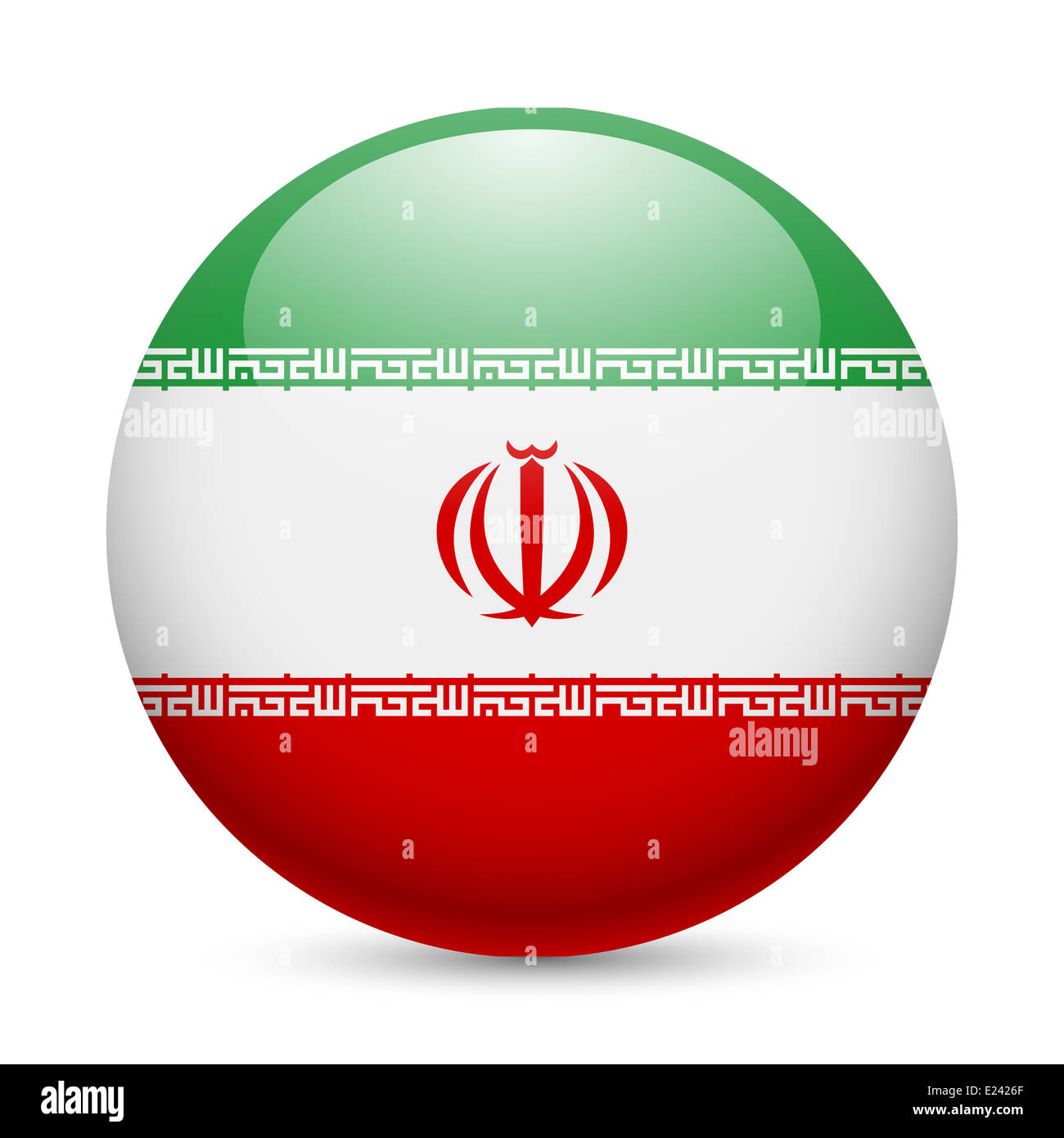 Flag of Iran as round glossy icon. Button with Iranian flag Stock Photo ...