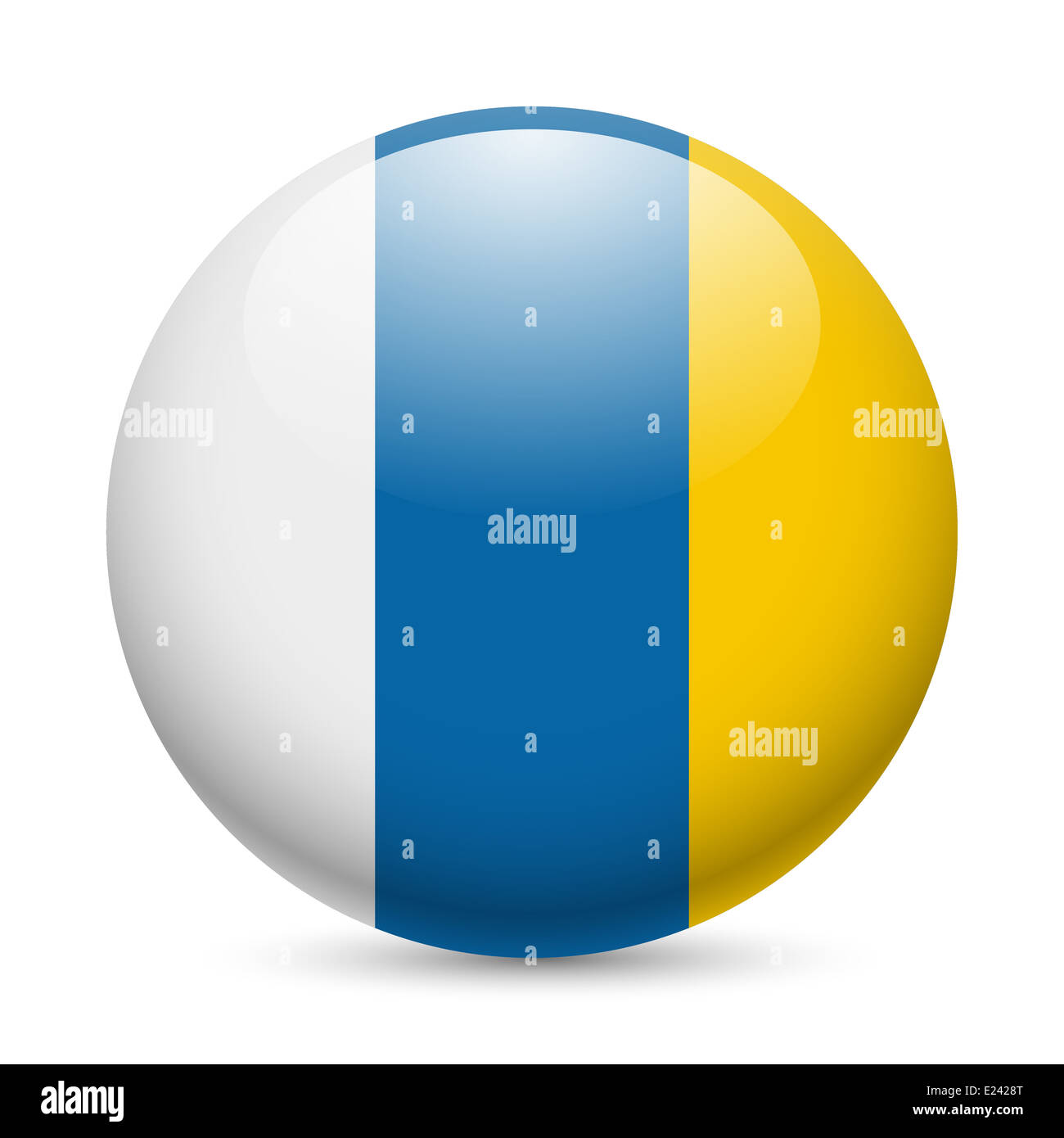 Flag of Canary Islands as round glossy icon. Button with flag colors ...