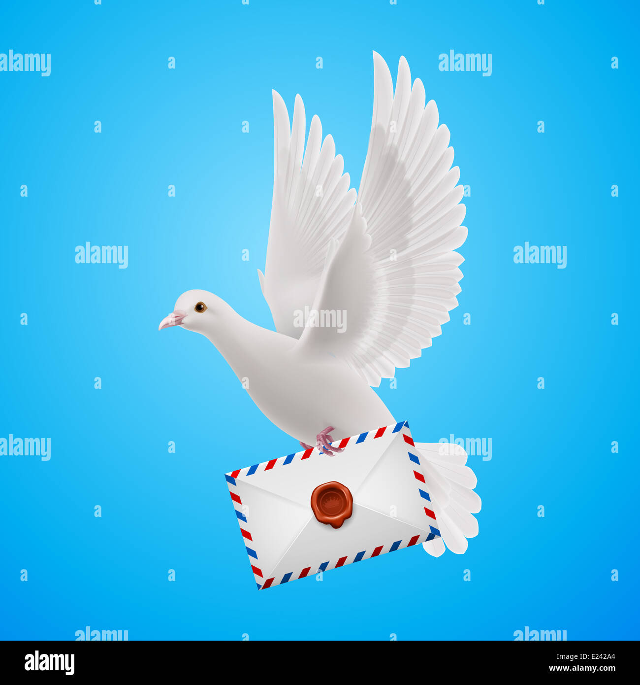 Pigeon fly with mail in blue sky Stock Photo - Alamy