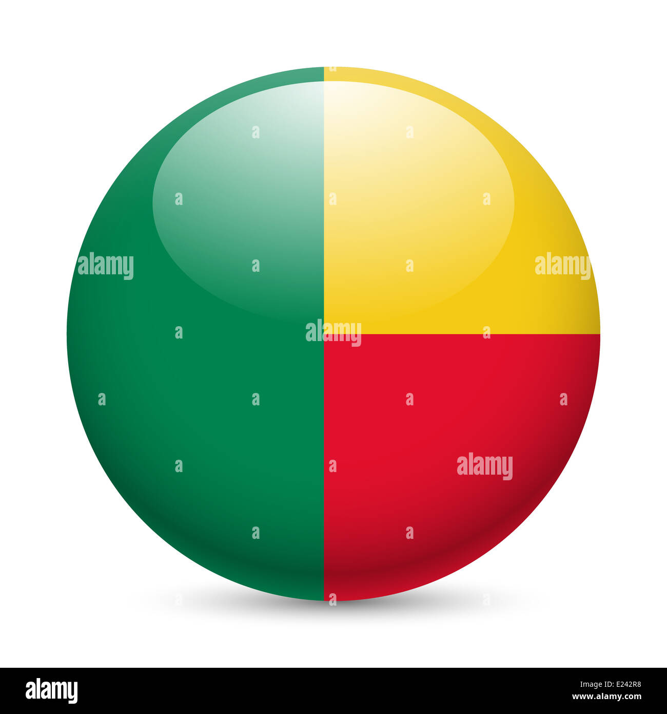 Flag of Benin as round glossy icon. Button with Beninese flag Stock ...