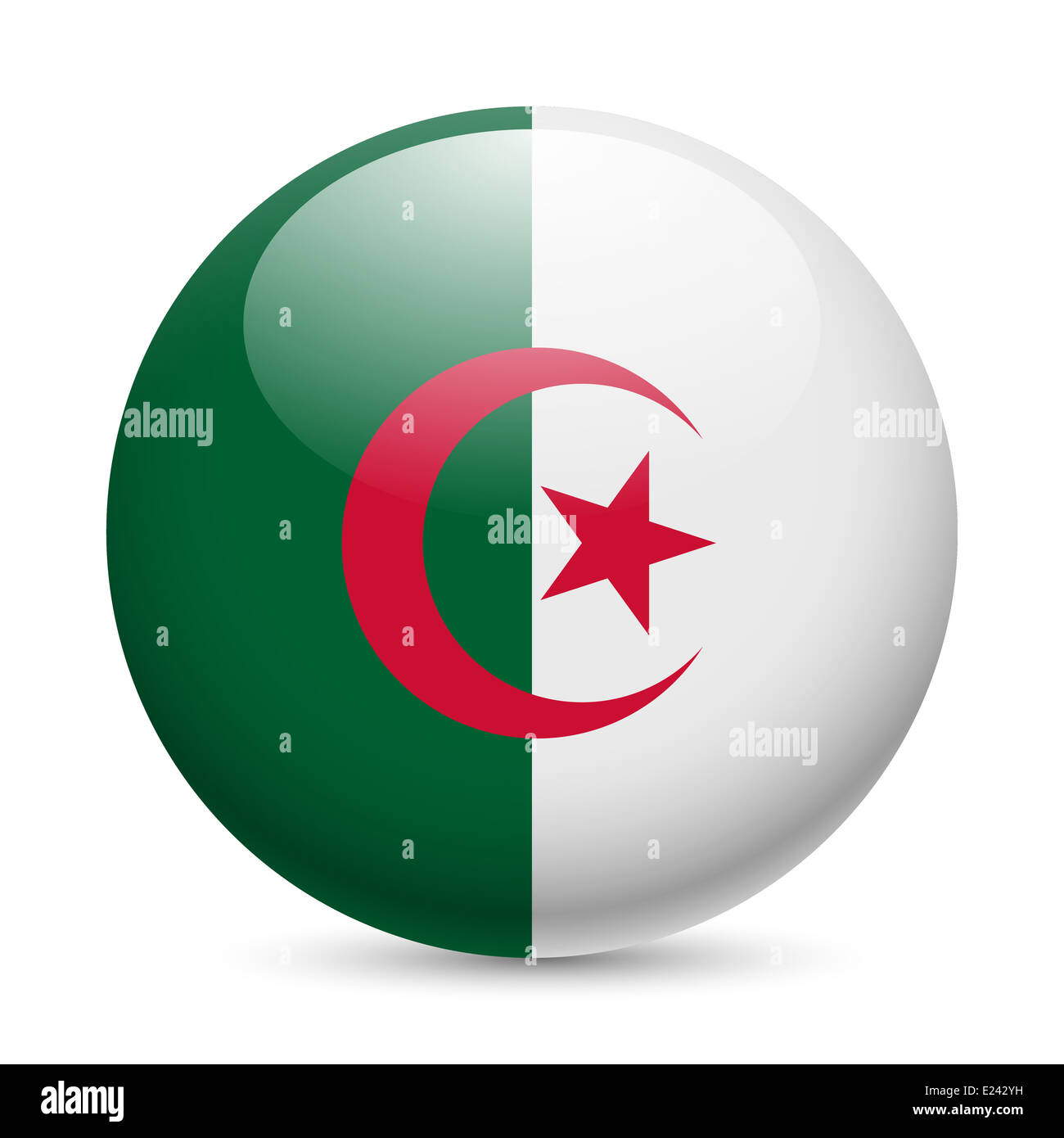 Flag of Algeria as round glossy icon. Button with Algerian flag Stock ...