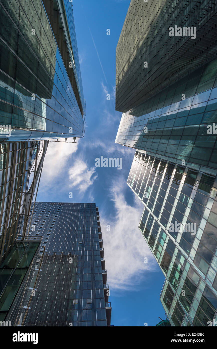 Upward view of modern skyscrapers in the City of London, UK Stock Photo ...