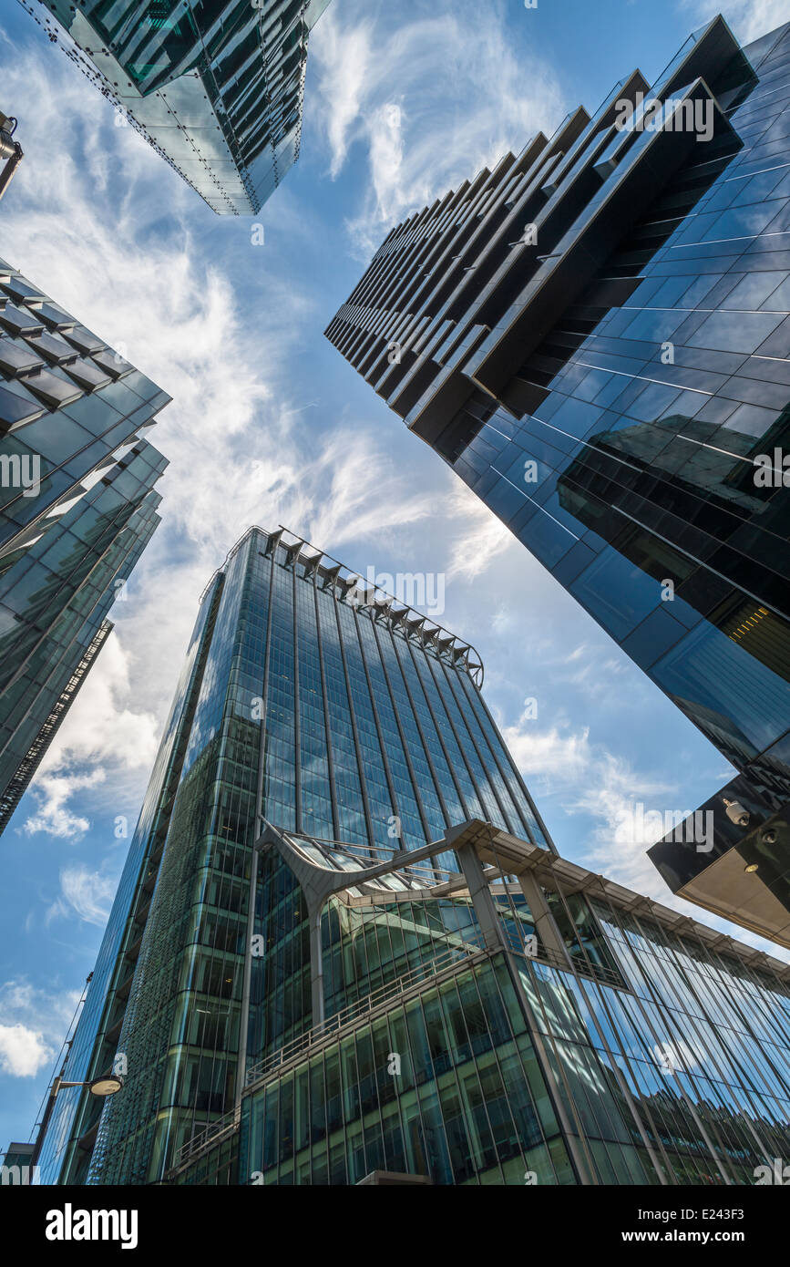 Upward view of modern skyscrapers in the City of London, UK Stock Photo ...
