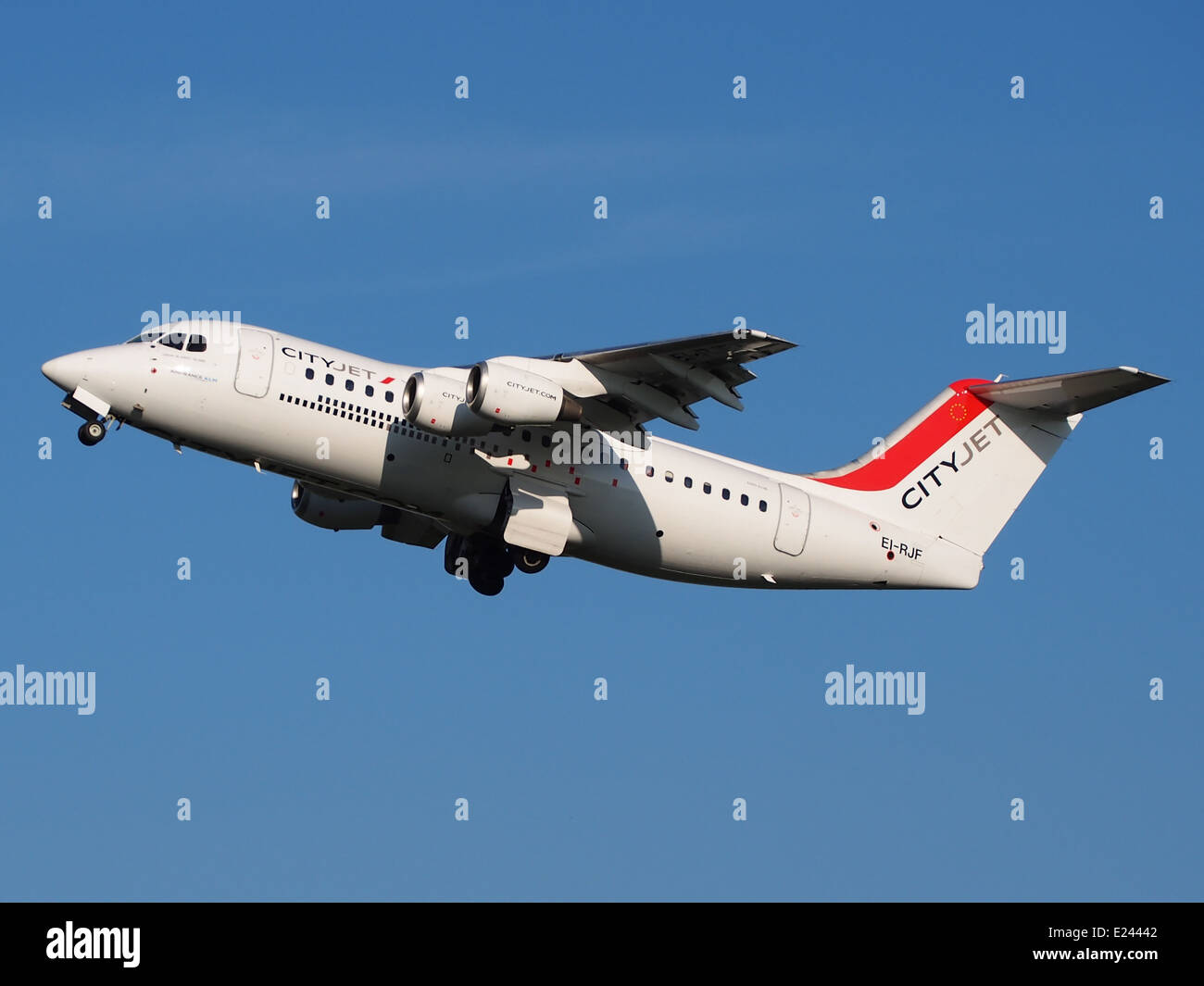 The CityJet AVRO RJ 85, registration EI-RJF, departs from Schiphol ...
