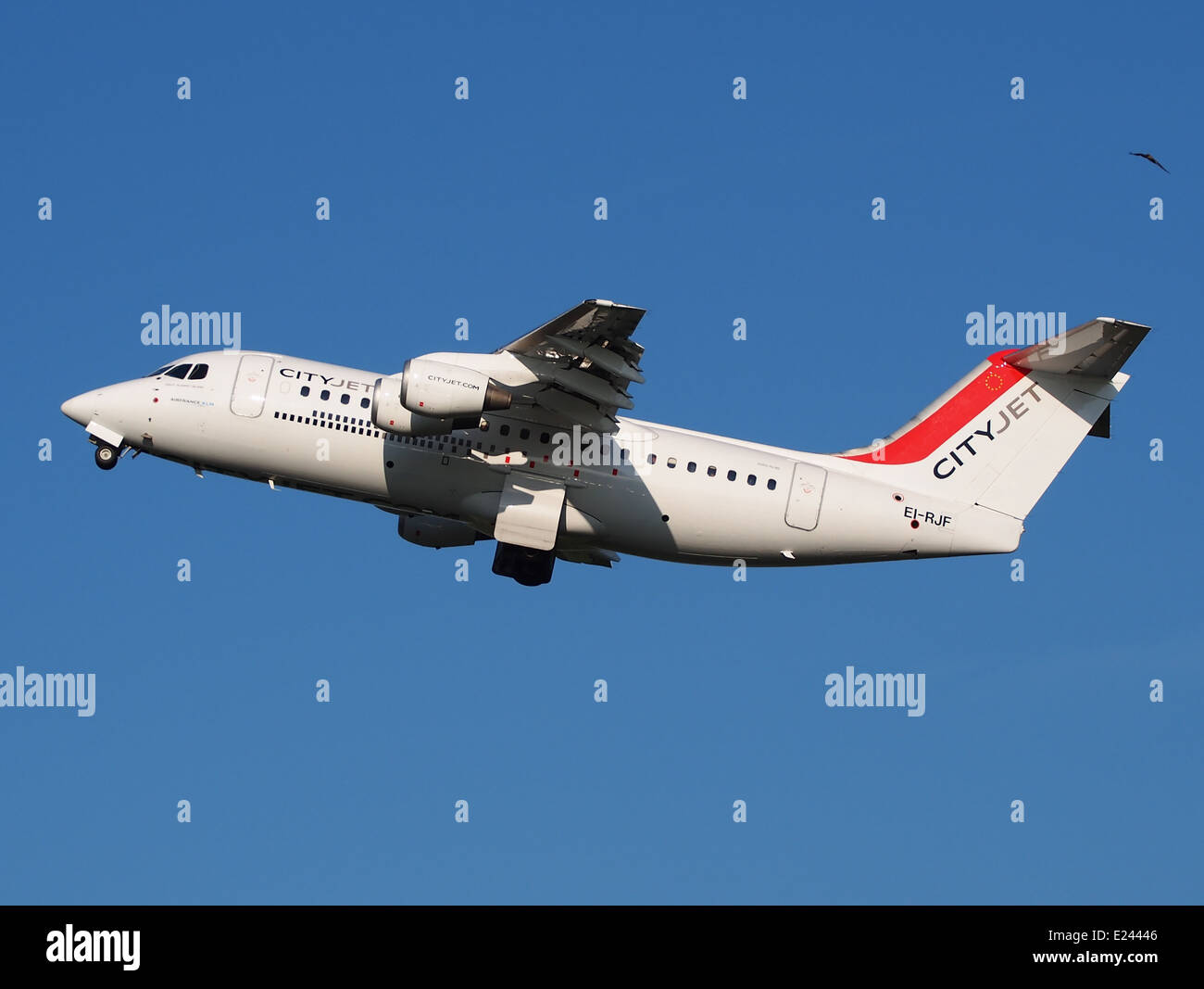 EI-RJF, a CityJet AVRO RJ 85, takes off from Schiphol Airport. The AVRO ...