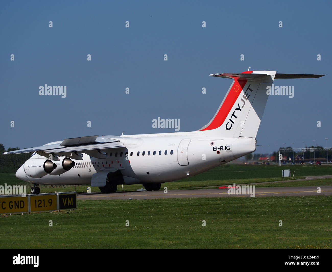 CityJet's AVRO RJ 85, registration EI-RJG, is seen taxiing at Schiphol ...