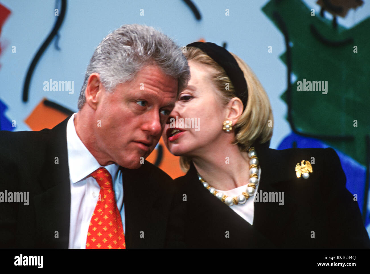 US President Bill Clinton with first lady Hillary Clinton during an ...