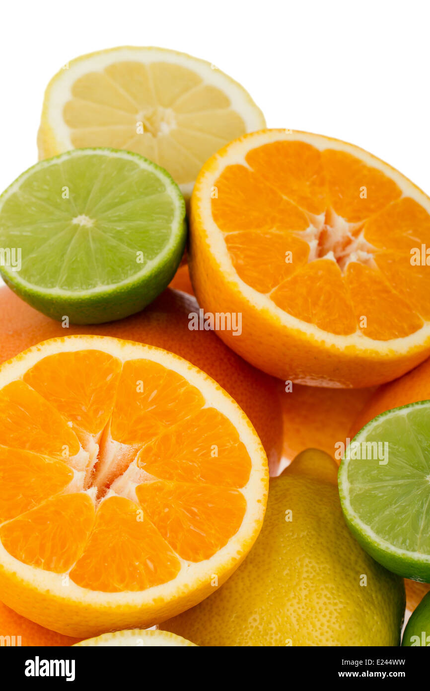 Colorful Citrus Fruits isolated on white background Stock Photo - Alamy