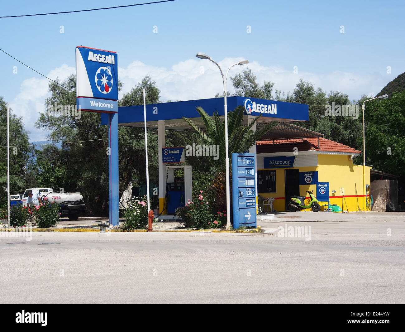 An Aegean fuel station, showcasing a typical service station ...