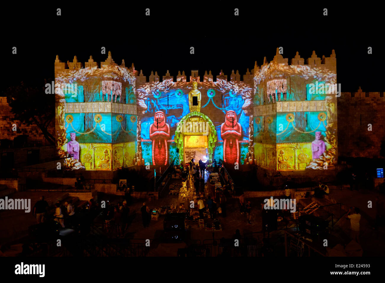 A light projection show over Nablus Gate or Bab al-Amud also called ...