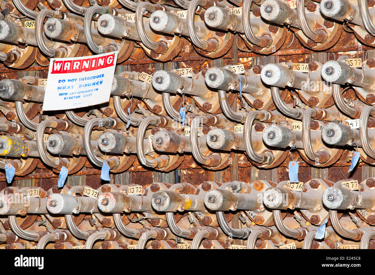 A close-up view of the process tubes of Hanford Nuclear Reservation's B ...