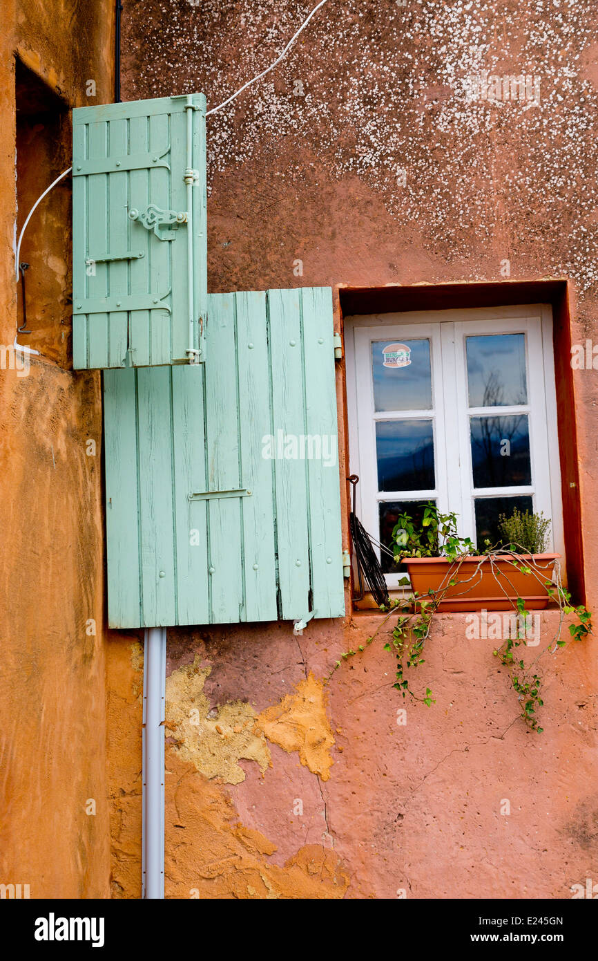 Window in the medieval Village Roussillon, Provence, France Stock Photo ...