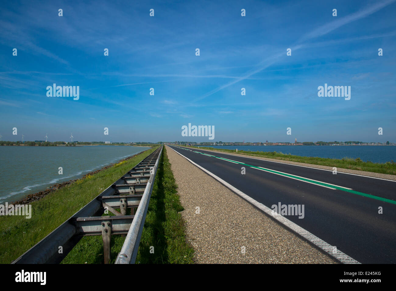 road on dike between enkhuizen and lelystad in holland Stock Photo - Alamy