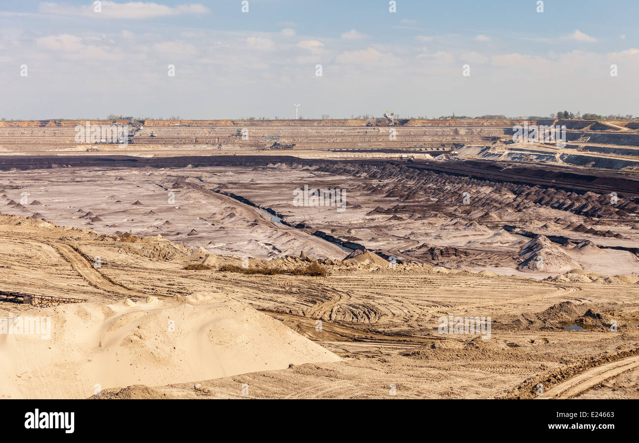 Open pit. Opencast brown coal mine. Industrial landscape Stock Photo ...