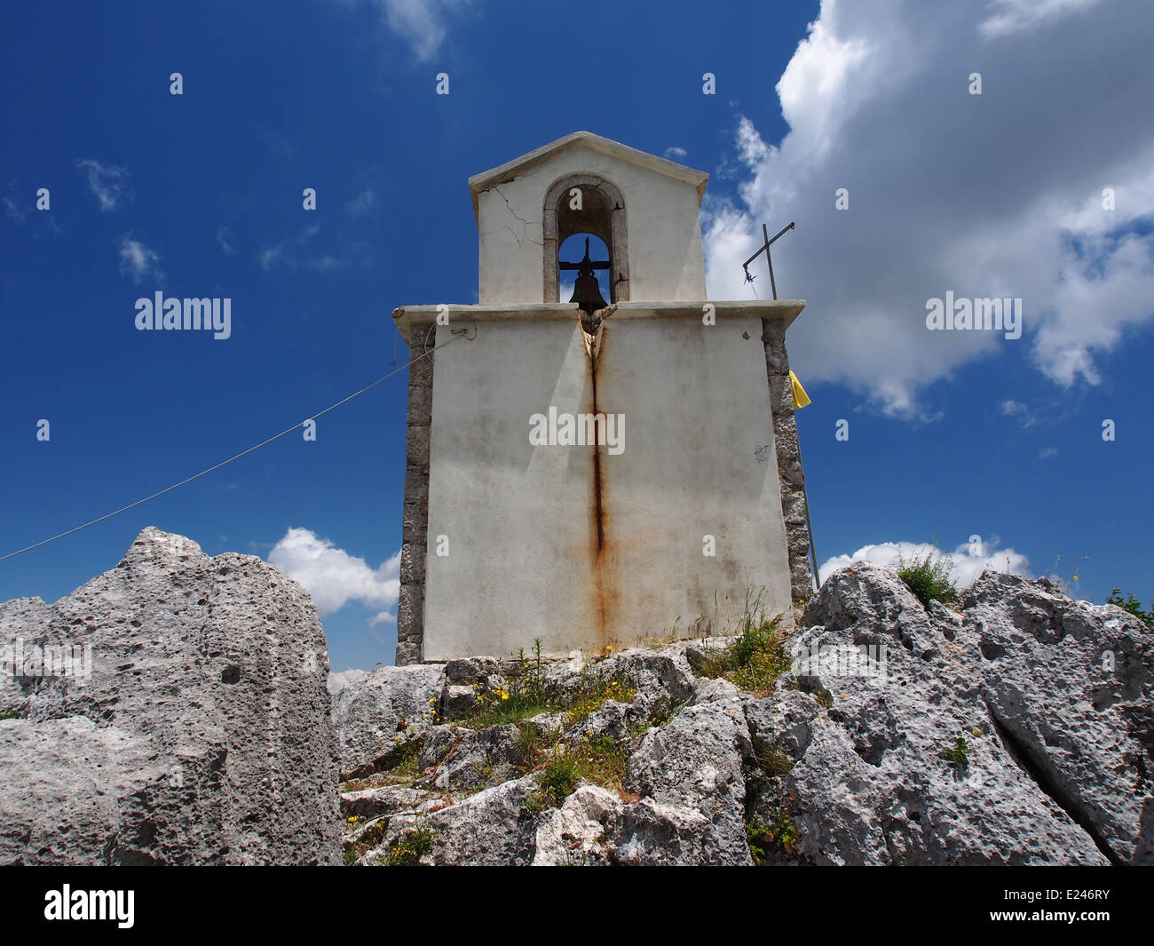 A scenic view from the mountains of Lefkada, Greece, showing the rugged ...