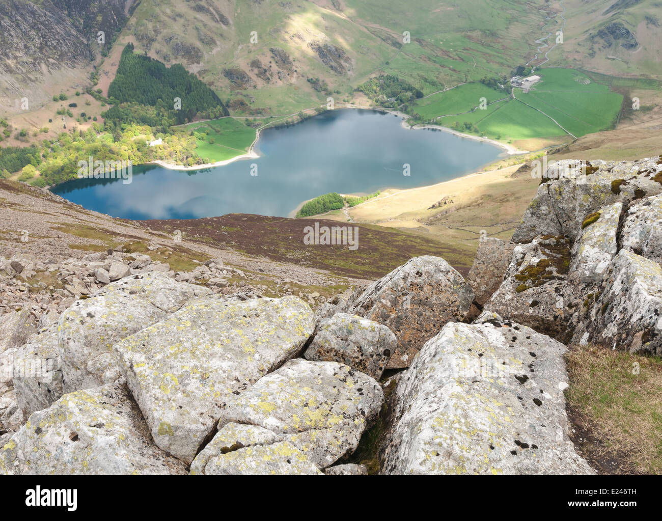 Aerial view of Buttermere from High Stile, English Lake District Stock ...