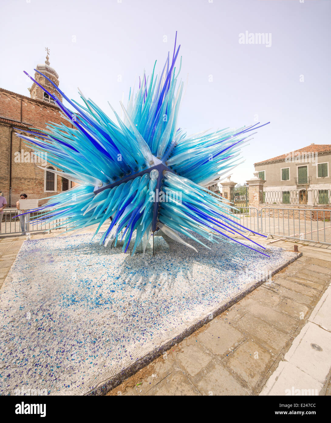 Glass statue of blue star on Murano or Burano island in Venice, Italy ...