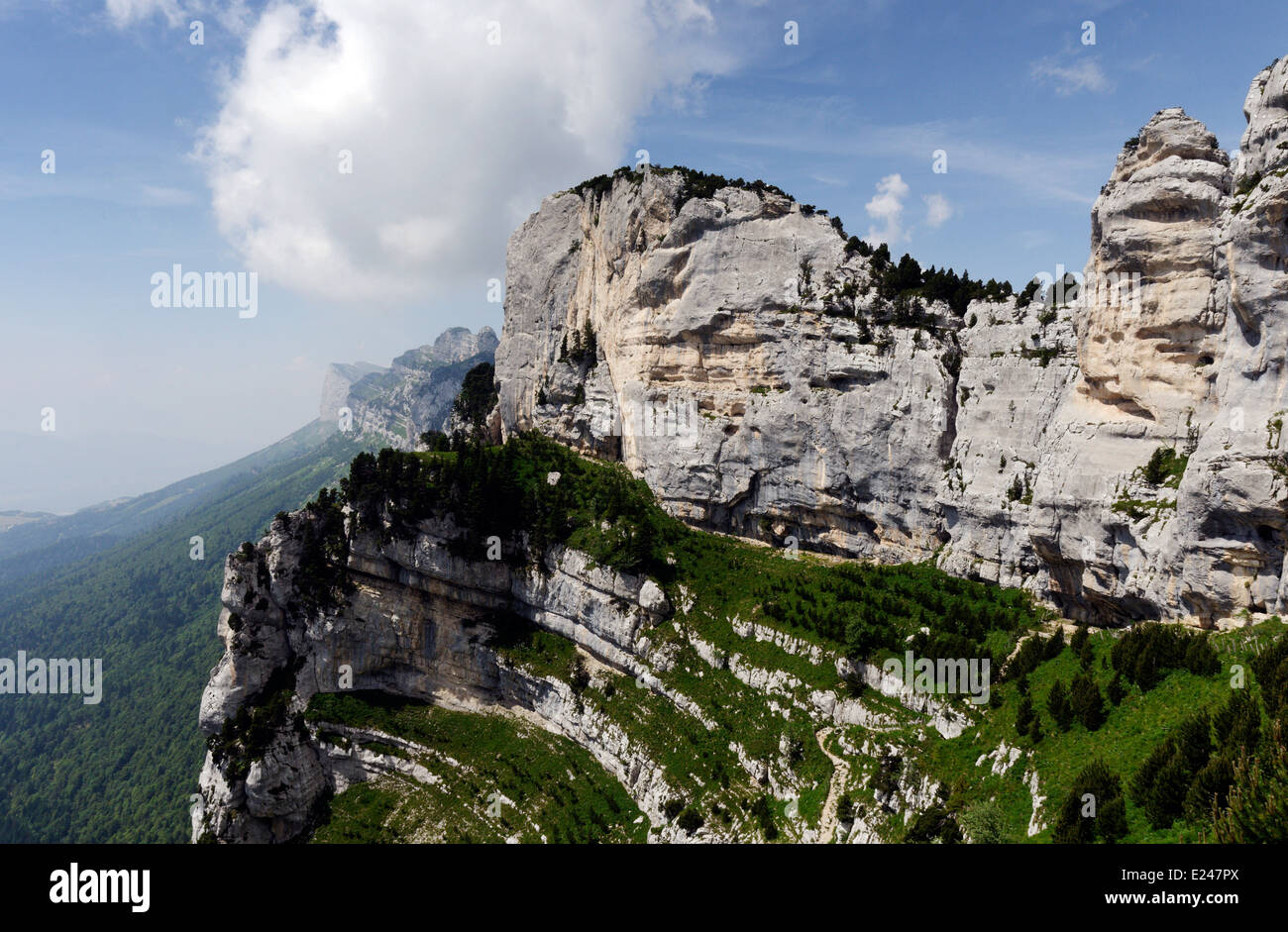 The steep and narrow trail up the Dent de Crolles in the Chartreuse ...