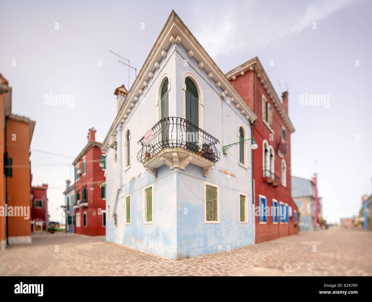 Murano and Burano island, street with glass store, beautiful colorfull ...