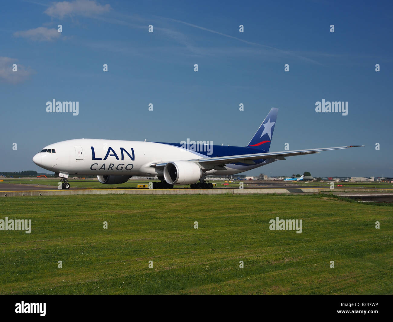 The N778LA LAN Cargo Boeing 777F is seen taxiing at Amsterdam Schiphol ...