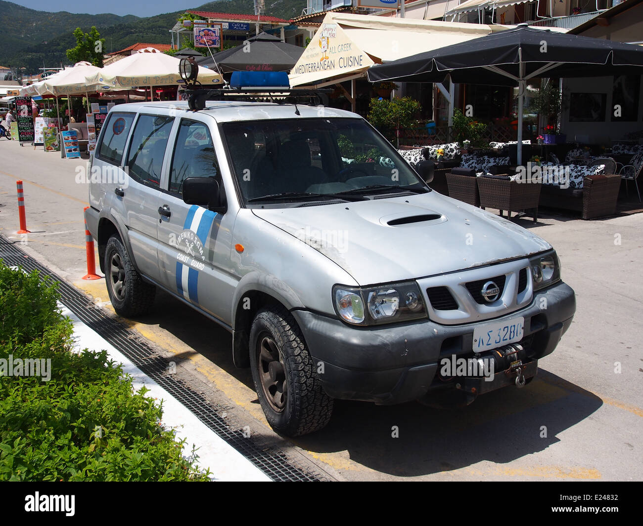 A Nissan vehicle used by the Coast Guard in Lefkada, Greece. The ...