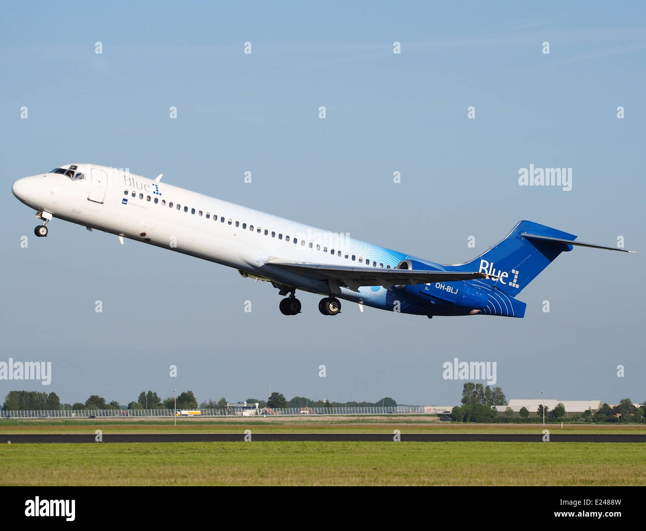 The Blue1 Boeing 717-23S, registration OH-BLJ, is seen taking off from ...