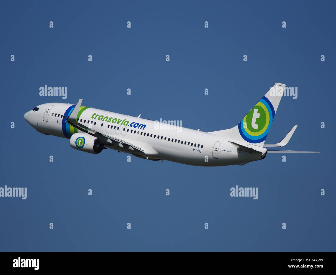 The Transavia Boeing 737-8K2(WL), registration PH-HSI, takes off from ...
