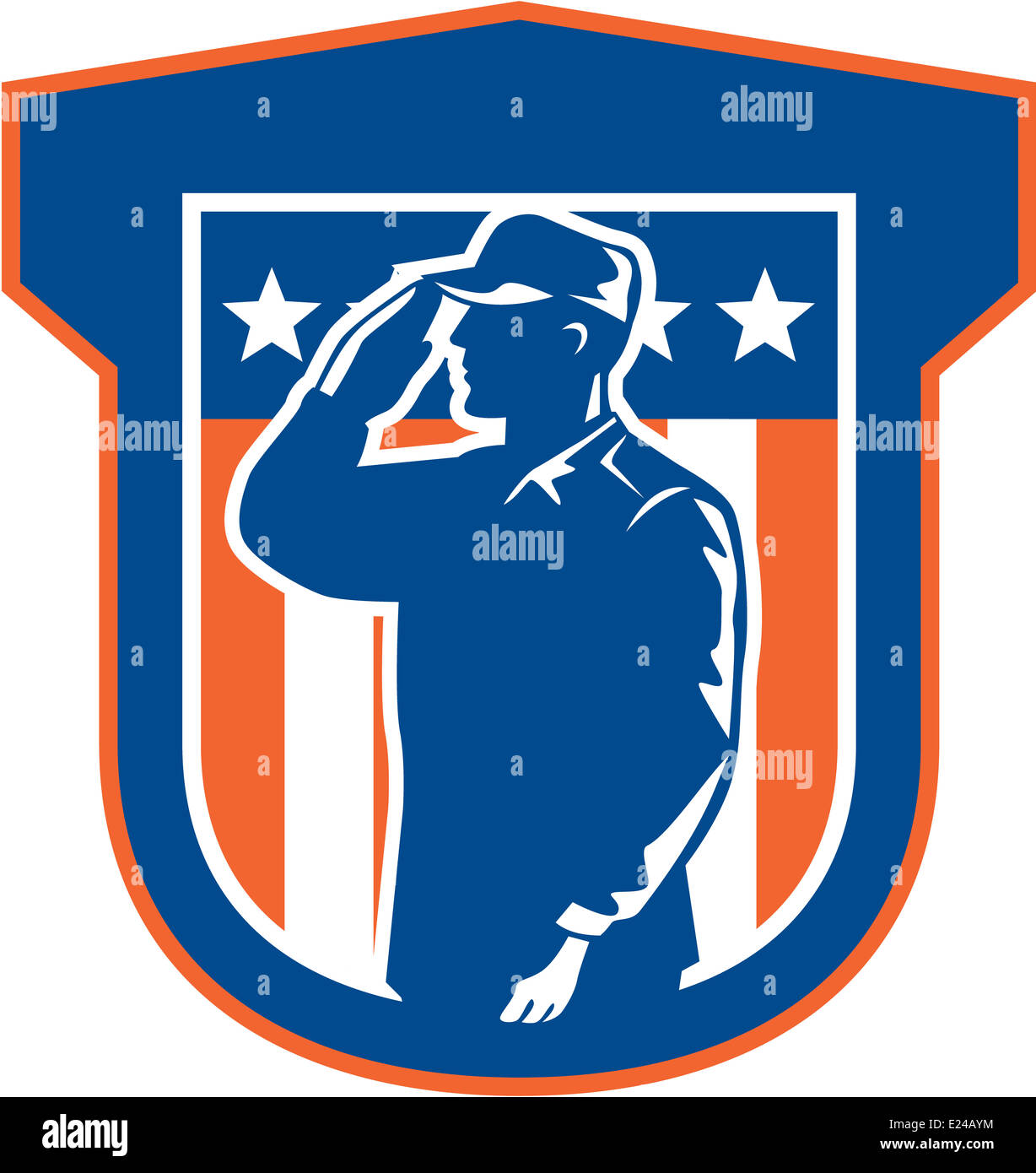 Illustration of an American military serviceman salute saluting side ...