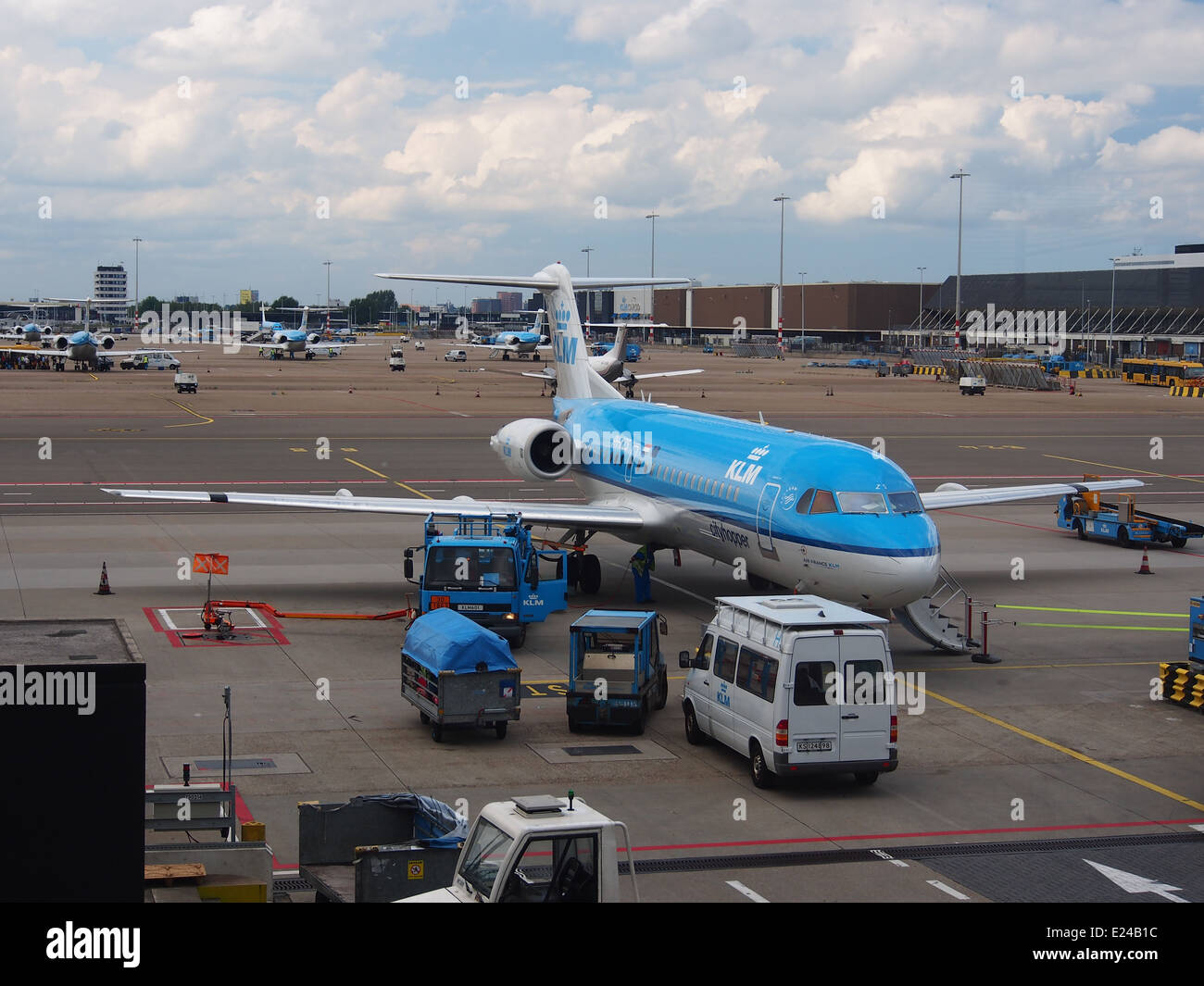 PH-KZS, a KLM Cityhopper Fokker F70, is pictured on the platform at ...