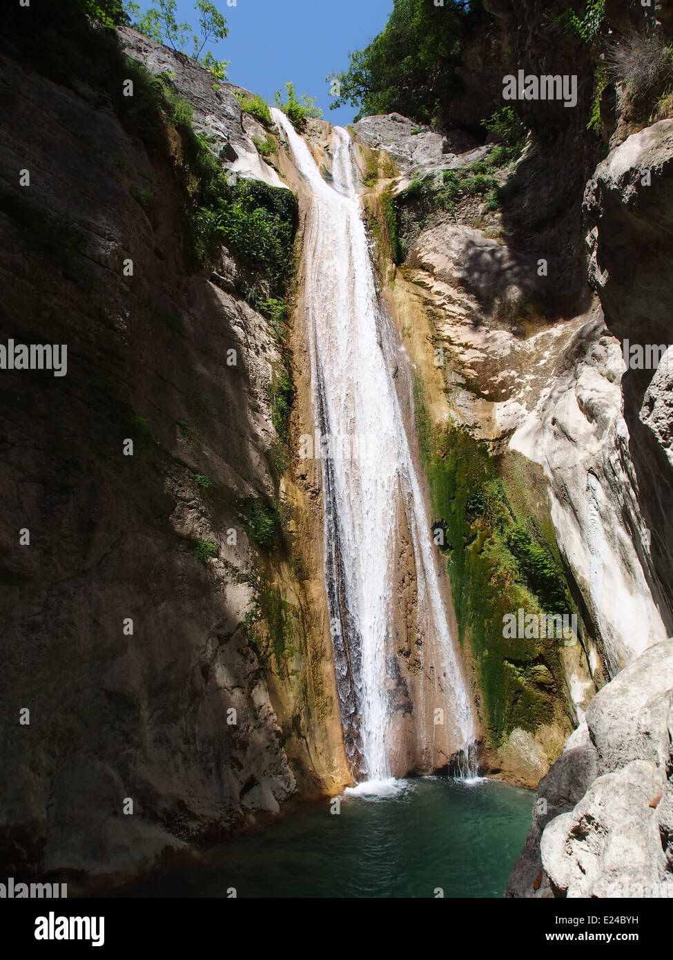 The Waterfalls of Nydri, located on the island of Lefkada, Greece, are ...