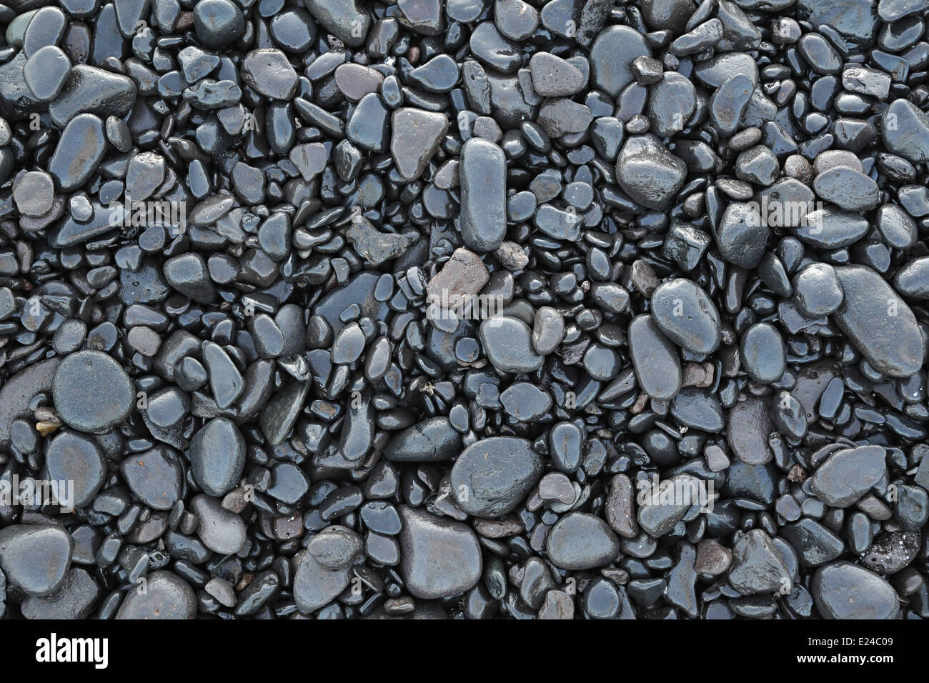 Wet black pebbles Stock Photo - Alamy