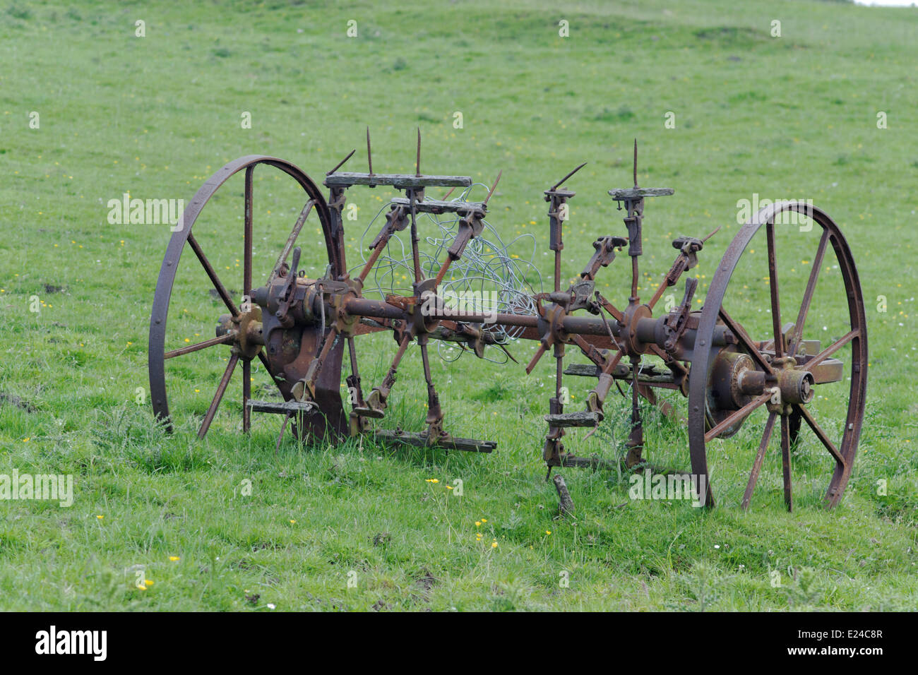 Old hay tedder Stock Photo - Alamy