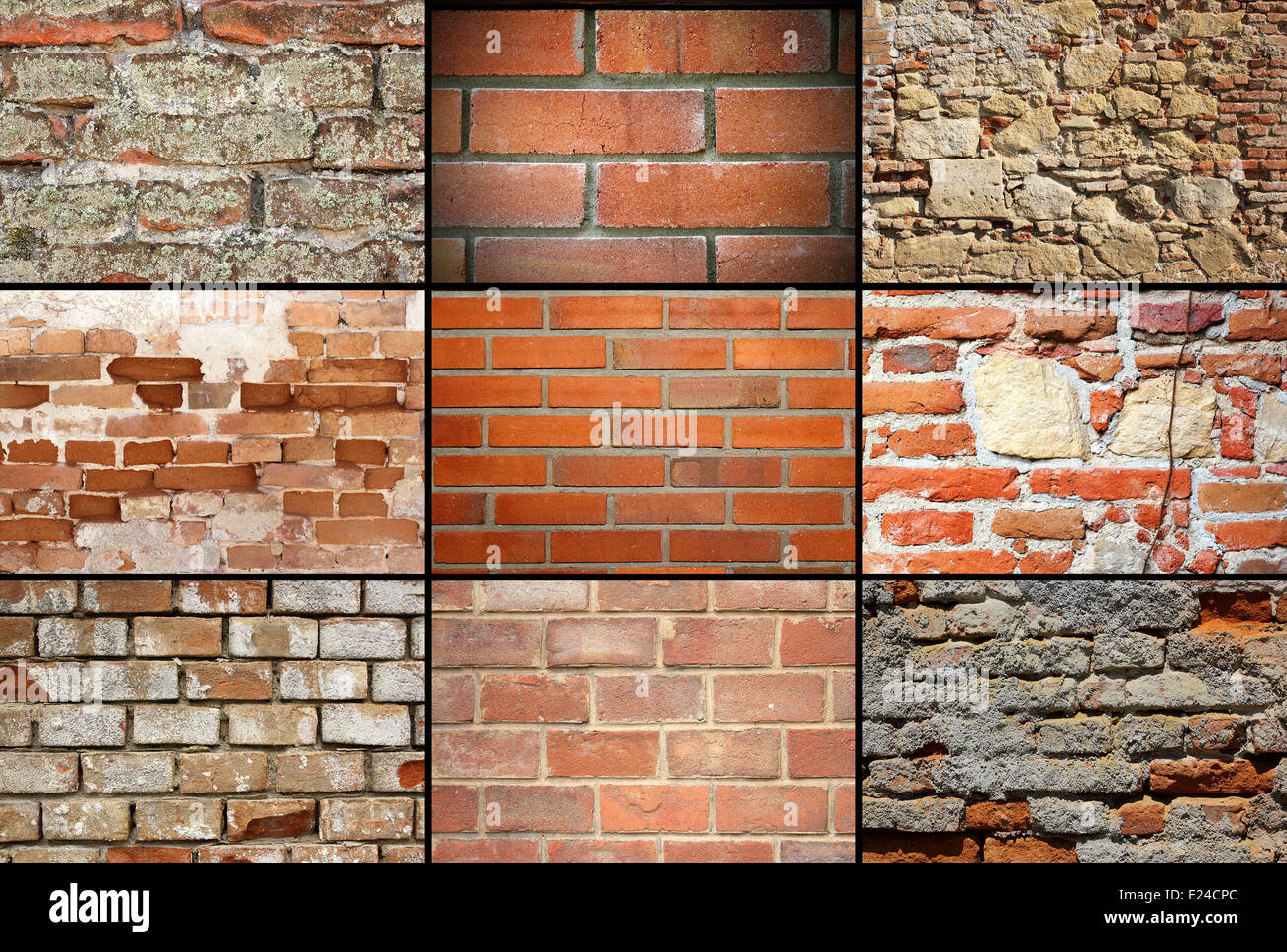 collection of brick wall textures in one image, ready for your design ...