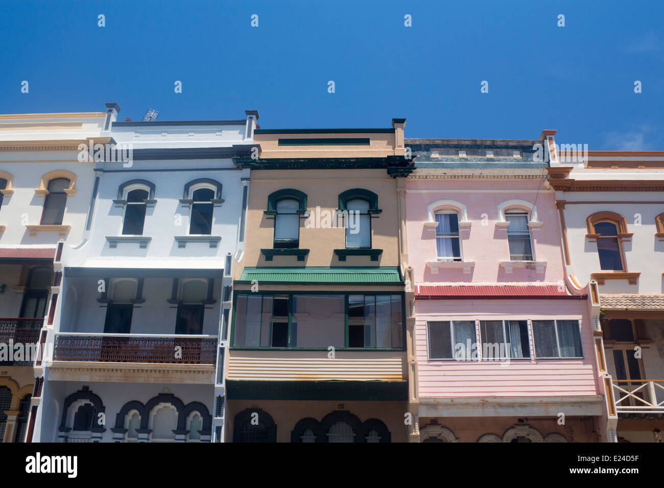 Watt Street Historic terrace of painted colourful 19th century houses ...