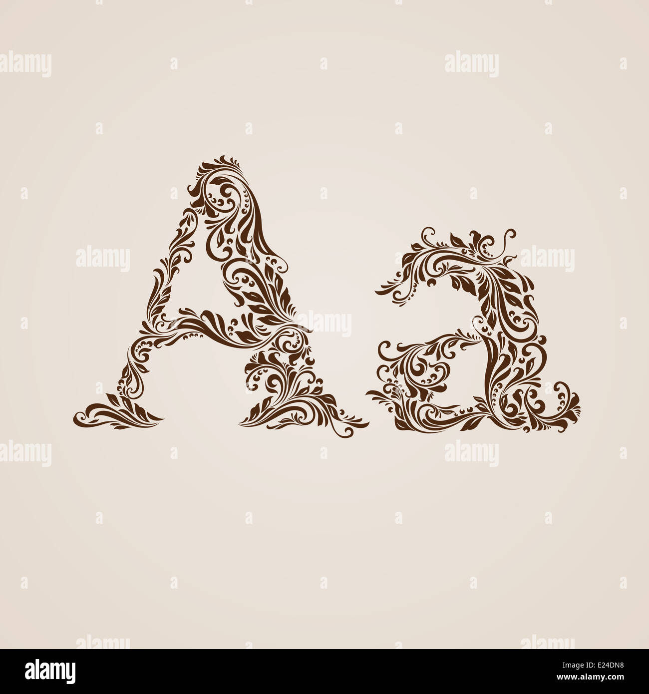 Handsomely decorated letter A in upper and lower case Stock Photo - Alamy