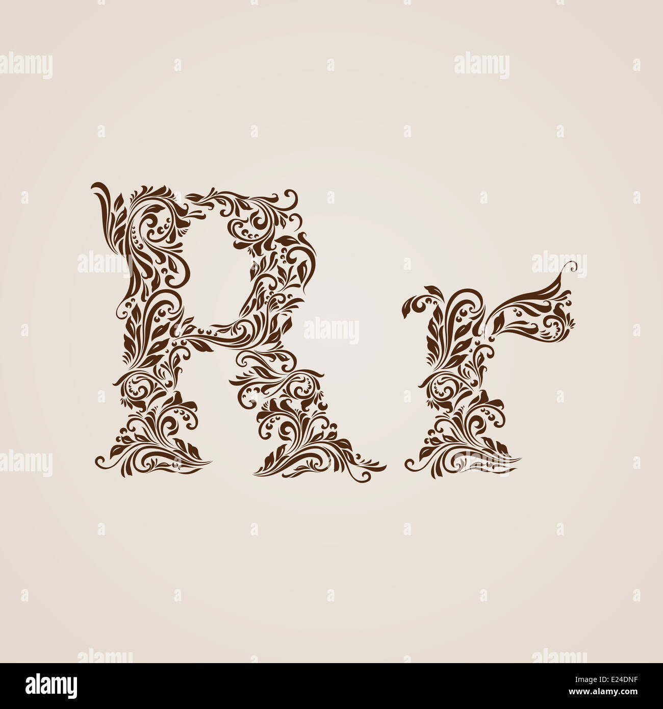 Handsomely decorated letter r in upper and lower case Stock Photo - Alamy